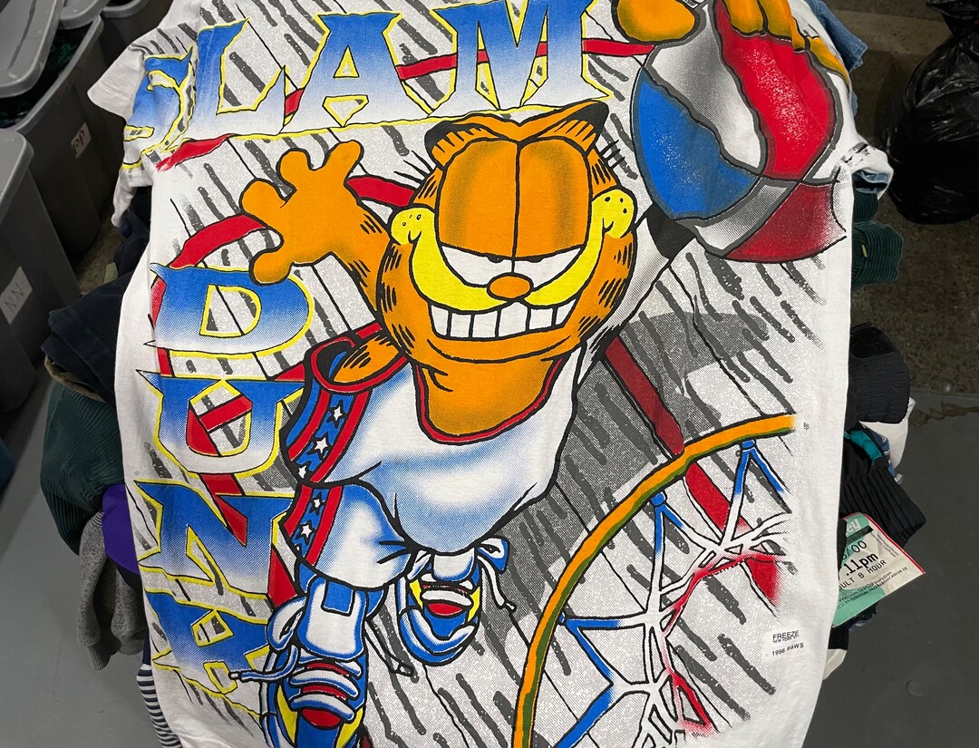 Vintage Garfield Slam Dunk All Over Print Shirt Sz L Freeze 90s Grunge ...