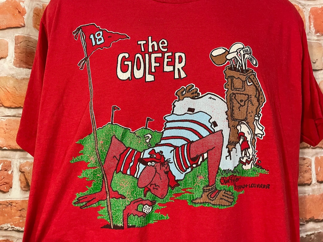 Vintage the Golfer 80s 90s Funny Cartoon Shirt Fits L Screen Stars Soft ...