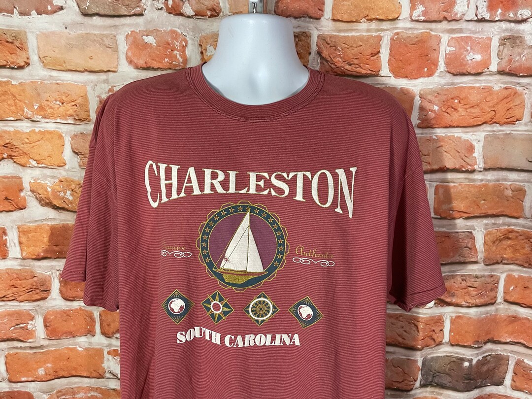 Vintage 90s Charleston South Carolina Striped Tee - Sz 2XL - Iou Grunge ...
