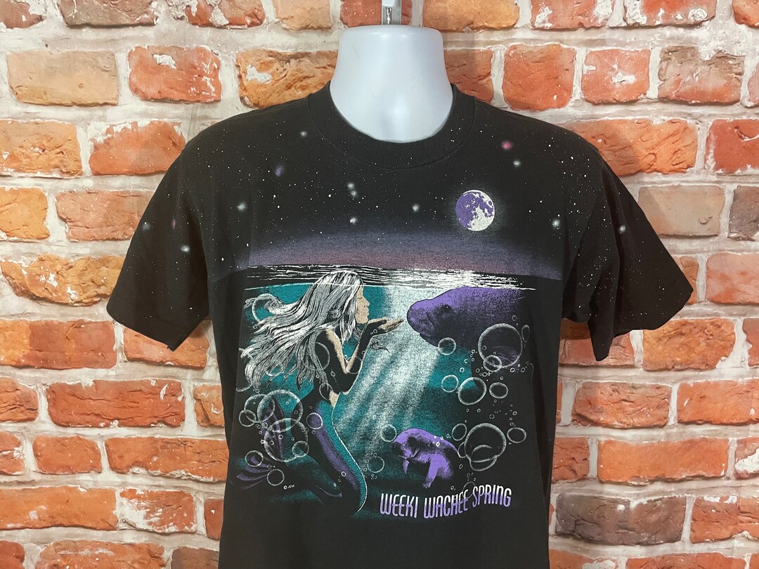 Vintage 90s All Over Print Weeki Wachee Spring Manatee Mermaid Shirt ...