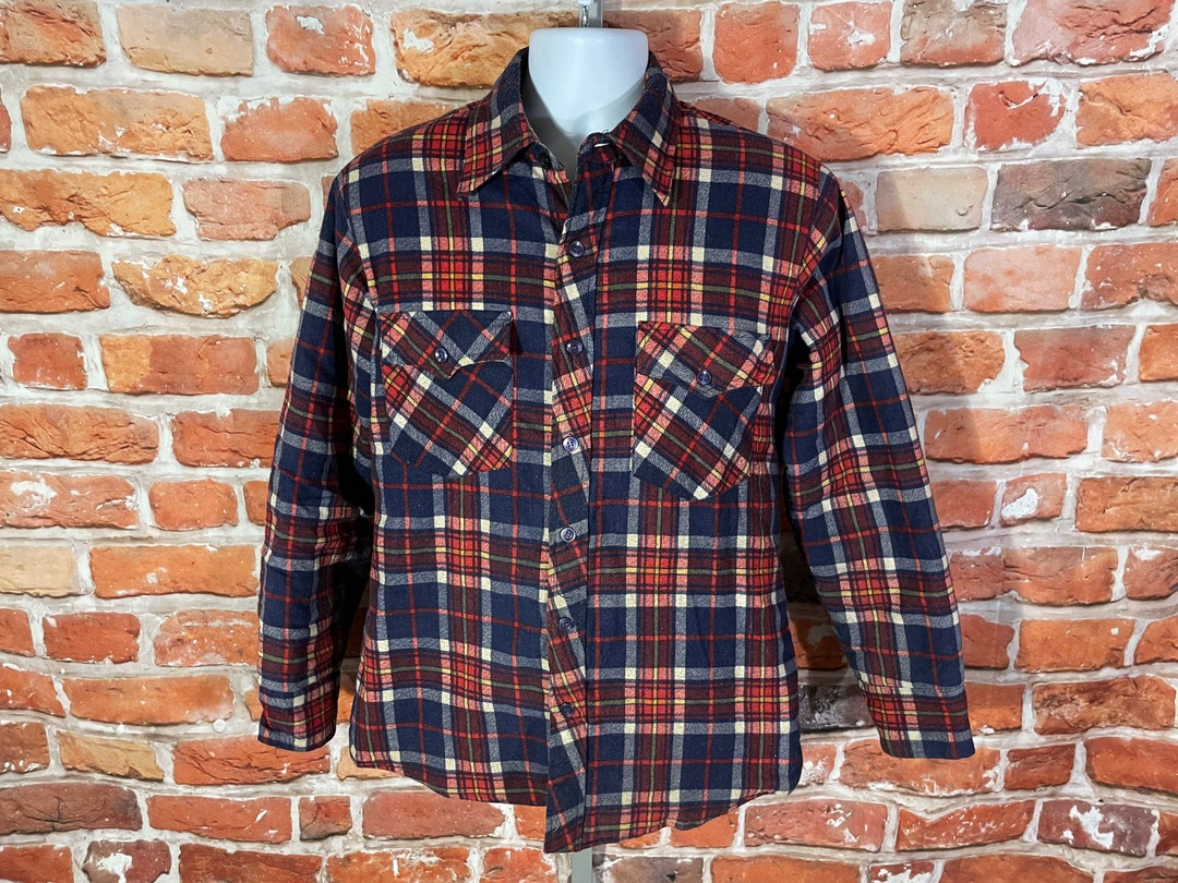 Vintage 70s 80s Plaid Quilted Flannel Shirt/jacket - Sz M - Emo Grunge ...