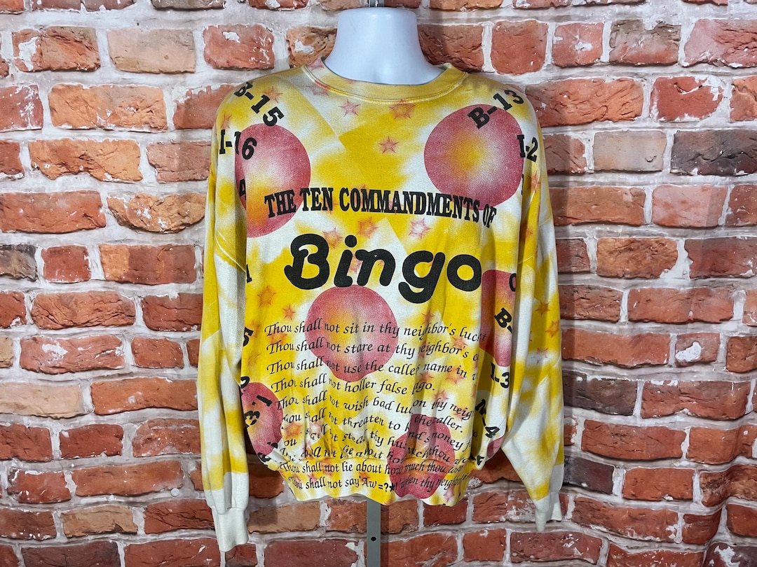 Insane Vintage Ten Commandments of Bingo All Over Print Sweatshirt Sz ...