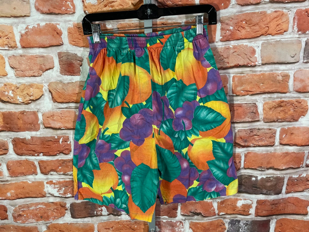 Vintage 80s Tropical Fruit All Over Print Jams Shorts - Sz M - Cute ...