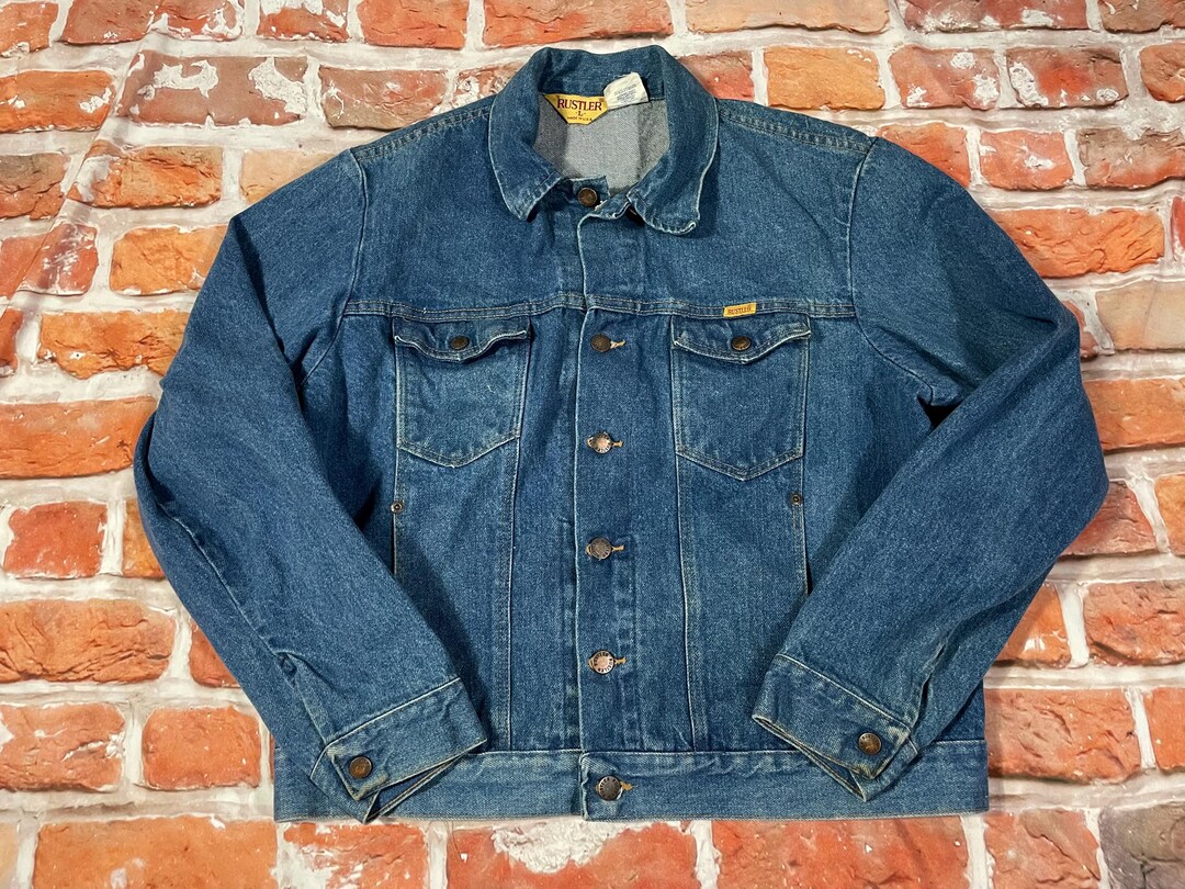 Vintage Rustler Trucker Jean Jacket - Sz L Fits Short/cropped - 70s 80s ...