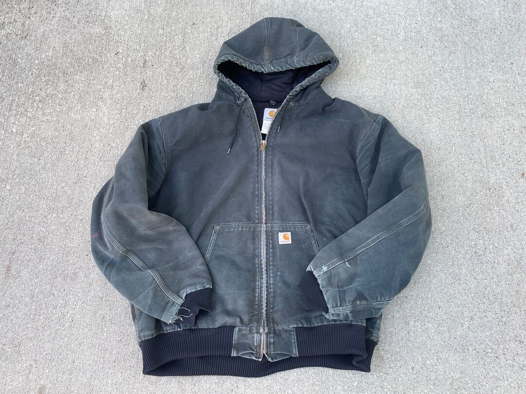 Distressed Faded Carhartt J140 Canvas Insulated Work Jacket Sz 2XL Tall ...