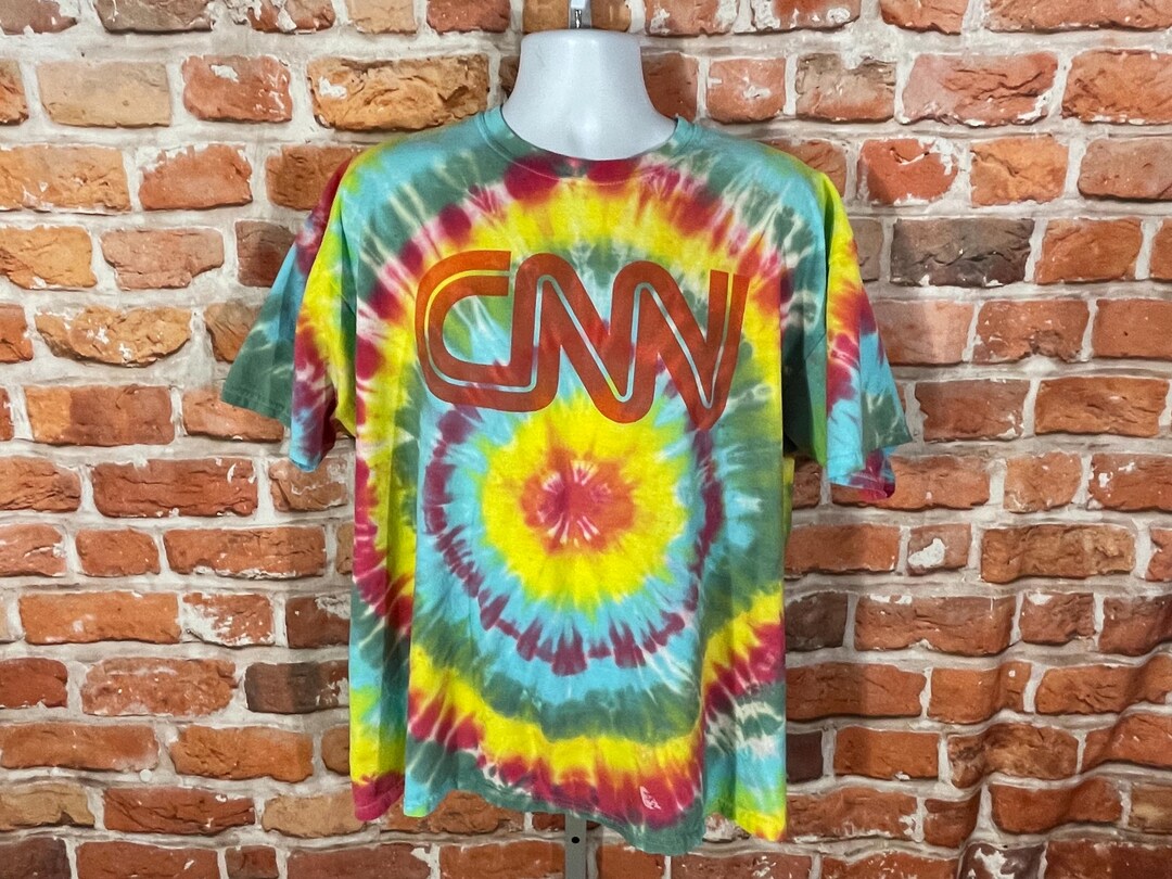 Vintage CNN Reworked Tie Dye Shirt - Sz 2XL - News Grunge Hippie - Etsy