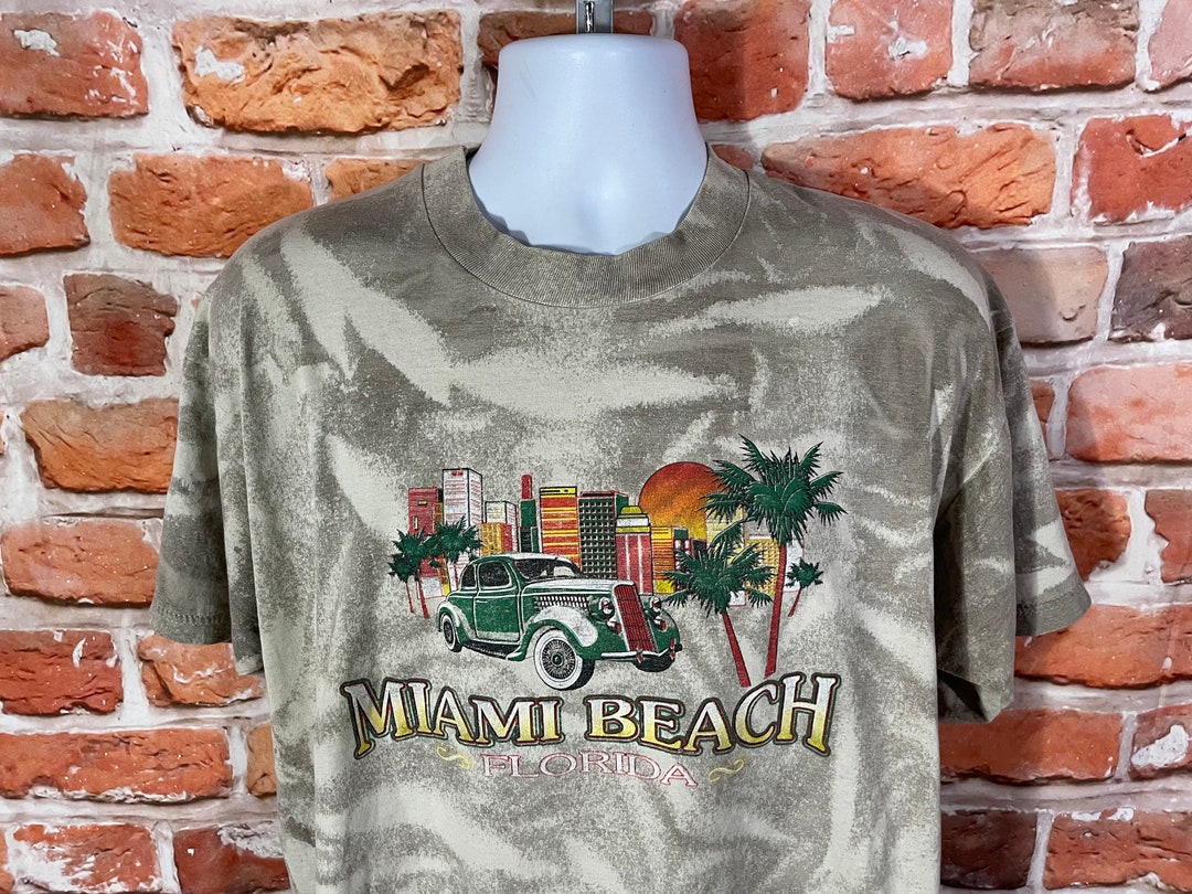 Vintage 90s Miami Beach All Over Print Tee - Sz XL - Grunge Aop - Etsy
