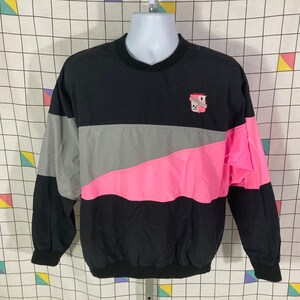Vintage 80s 90s Neon Pink Colorblock Sharon Country Club Windbreaker ...