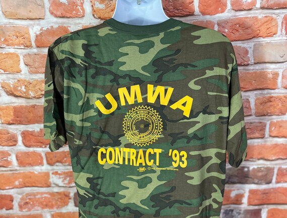 vintage 1993 camo UMWA Miners Union shirt - fits XL/2… - Gem
