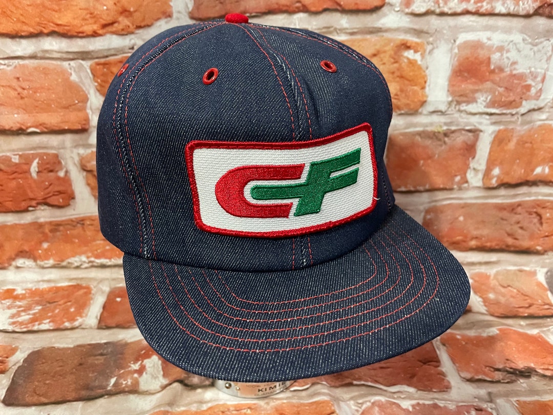 Vintage Central Freight CF Denim Patch Snapback Trucker Hat - 80s 90s ...