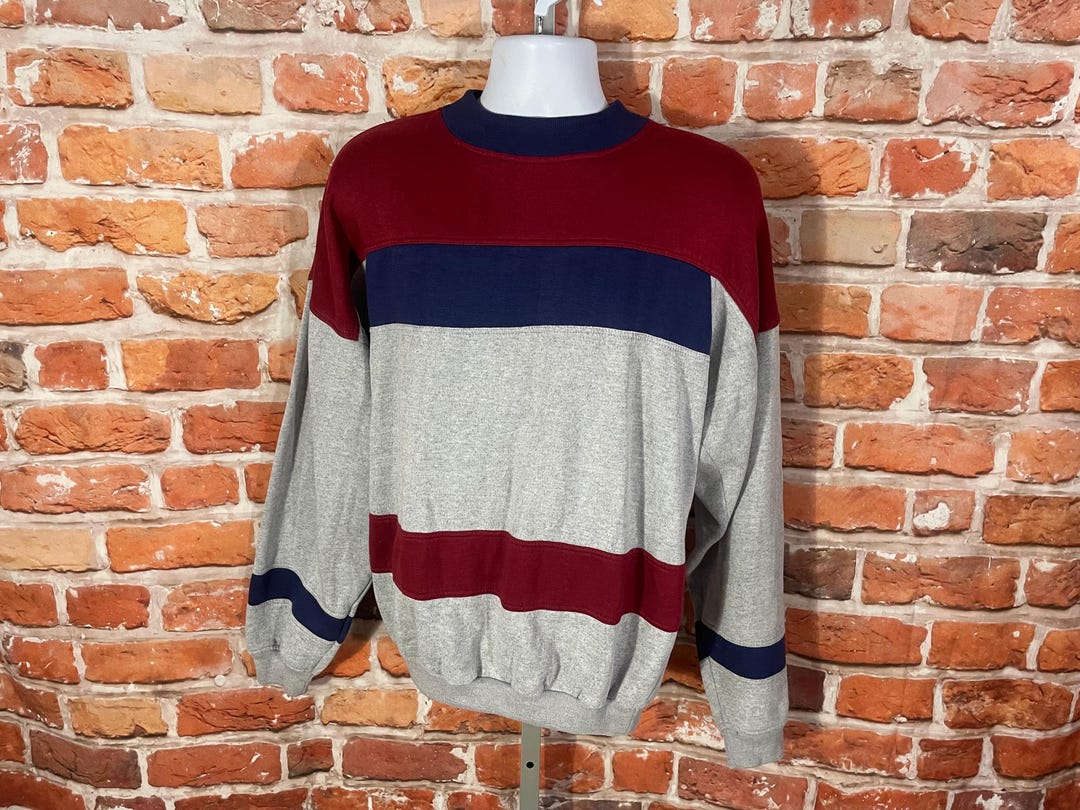 Vintage Macgregor Striped Colorblock Sweatshirt - Sz XL - Grandpa Sporty 80s 90s - Etsy
