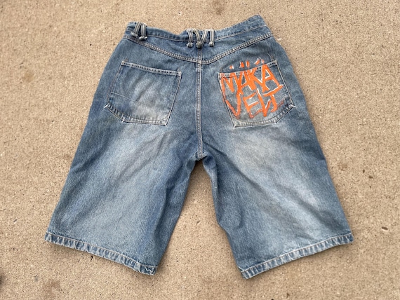 vntg Makaveli Tupac baggy denim shorts sz 36 y2k jorts - Gem