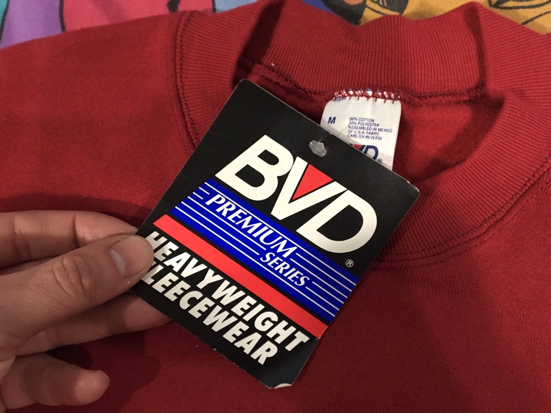Vintage Deadstock BVD Maroon Blank Sweatshirt - Sz M - New W Tags - 90s ...