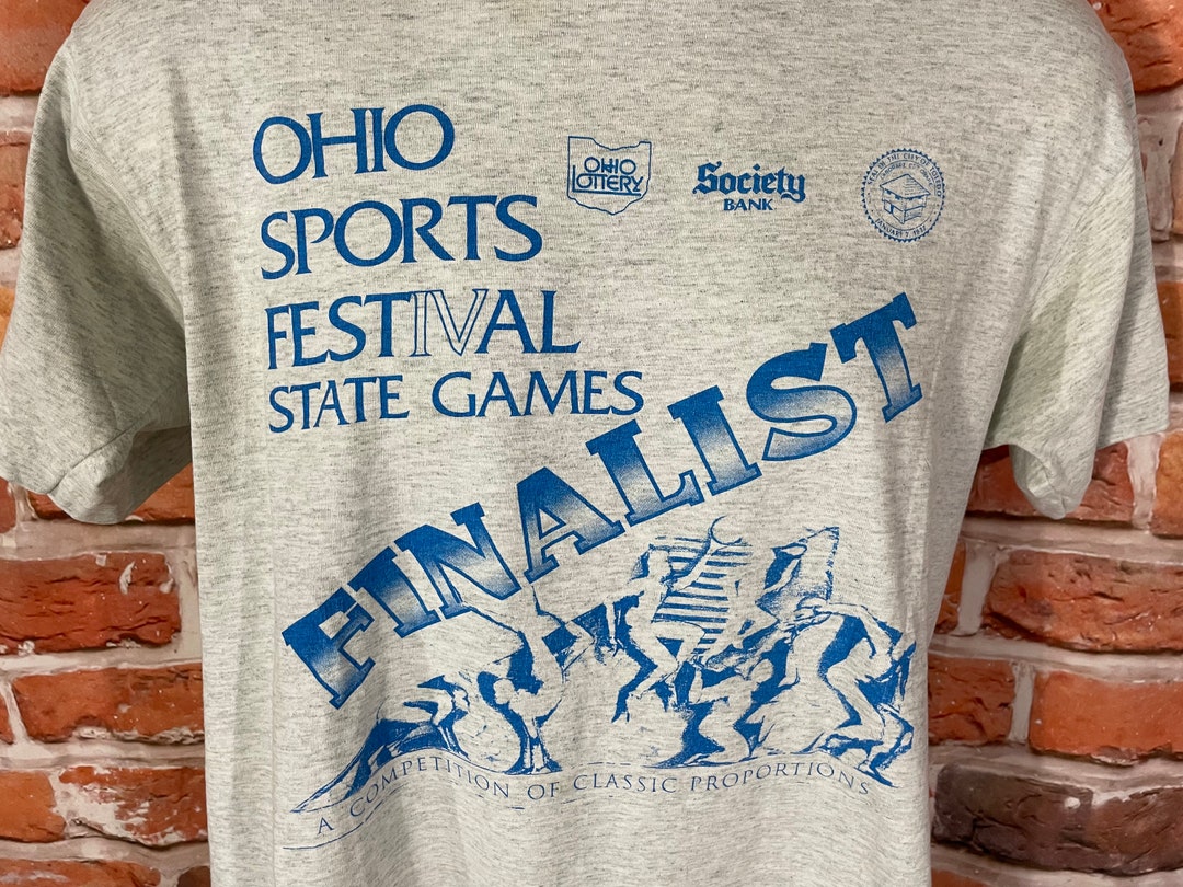 Vintage 80s 90s Ohio Sports Festival State Games Shirt - Fits M - Ohio Lottery Society Bank ...