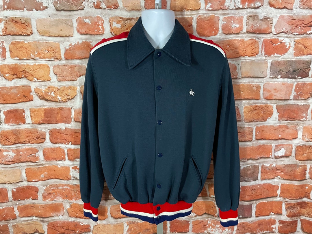 Vintage Grand Slam Penguin Track Jacket – 70s Snap Button Warm Up, Sz L ...