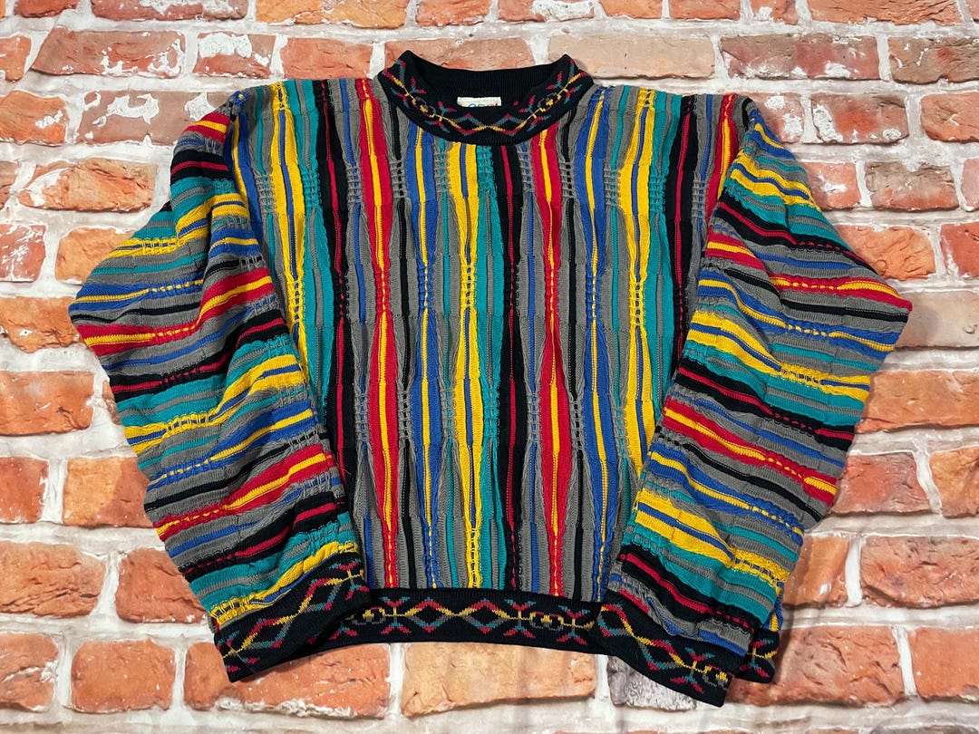 Vintage Coogi Multicolor Textured 3D Sweater - Sz L Boxy Fit - 90s ...