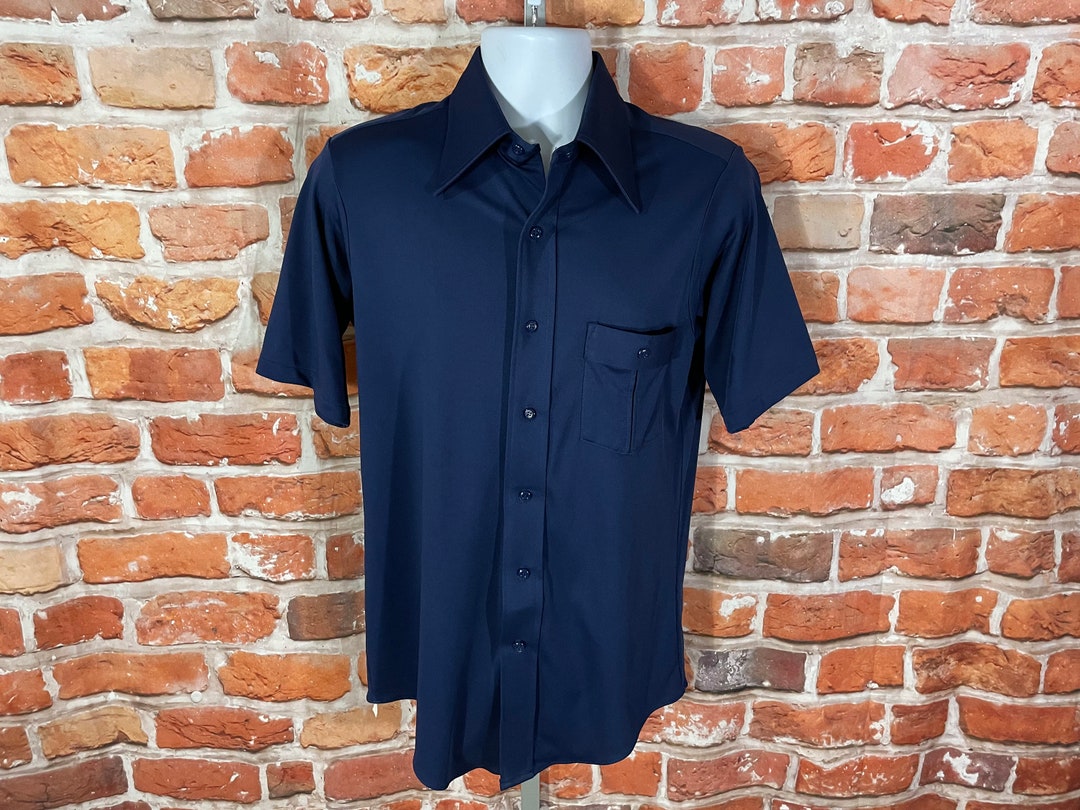 Vintage 70s Ultressa Polyester Disco Button Down Shirt - Fits M/L - Dart Collar Emo Indie Grunge ...