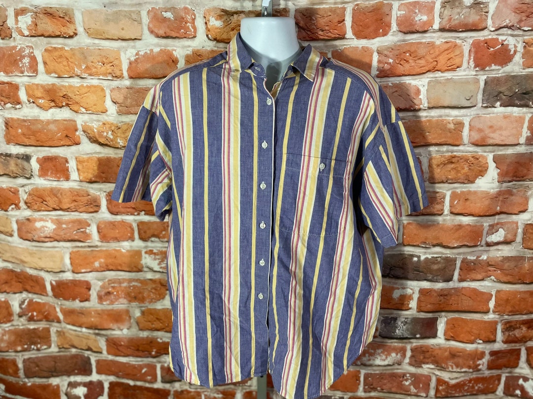 Vintage 90s Pastel Vertical Stripe Blouse Fits 2XL Emo Indie Grunge - Etsy