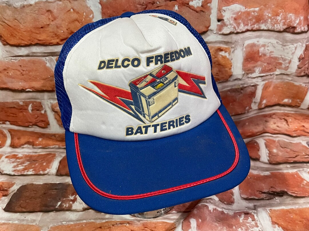 Vintage 80s Delco Freedom Car Batteries Mesh Trucker Snapback Hat ...