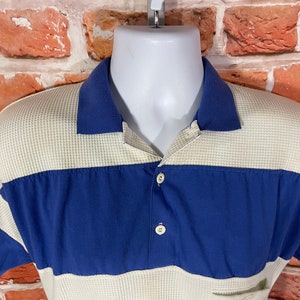 Vintage 70s 80s Hukapoo Striped Banded Textured Polo Shirt - Sz M - Emo ...