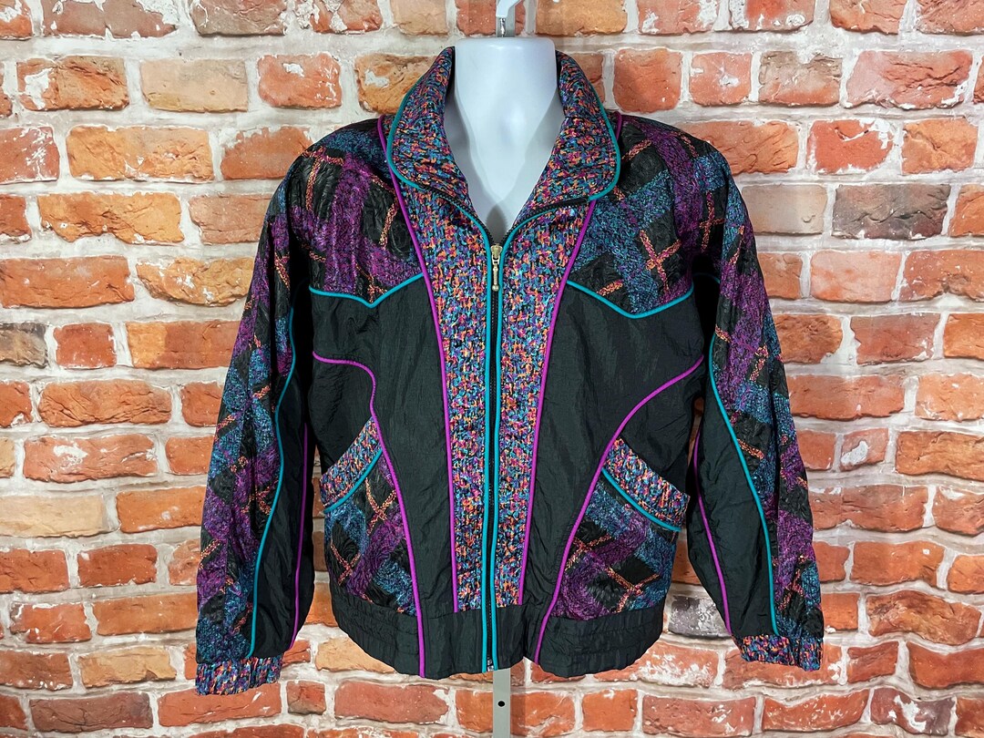 Vintage 80s 90s East West Funky Jacket - Sz Fits L/XL - Shoulder Pads ...
