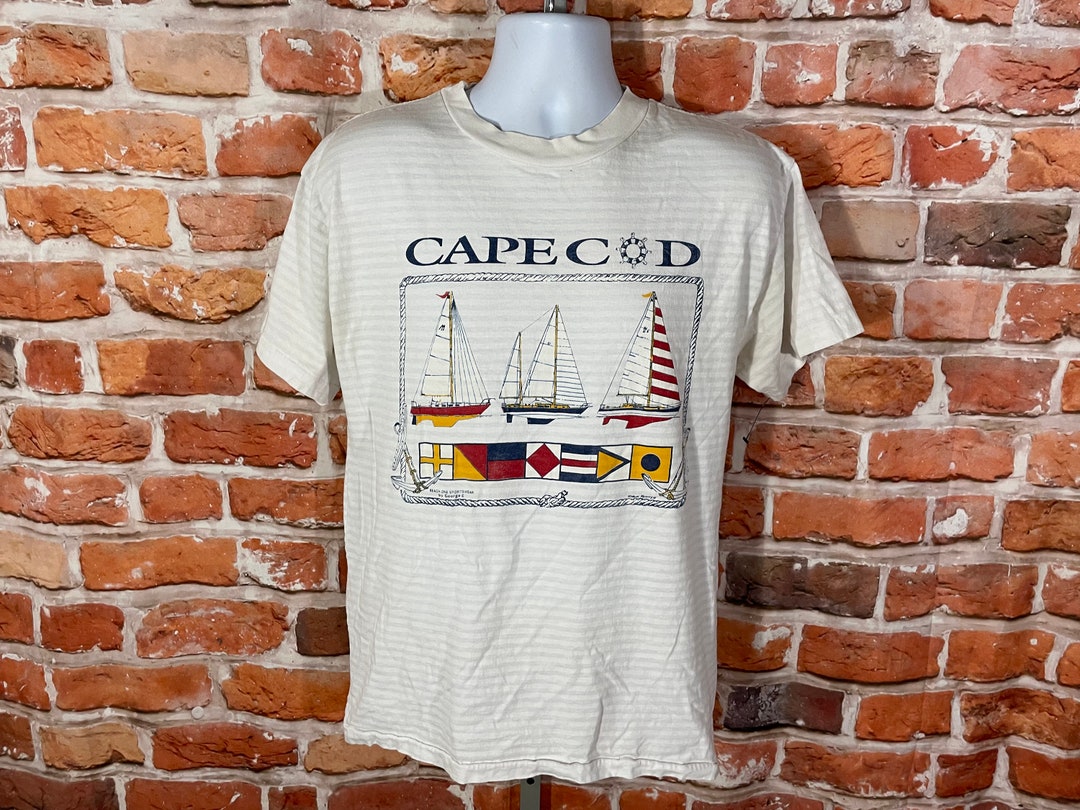 Vintage 80s 90s Cape Cod Striped Shirt Sz L Yacht Sailboat Grunge Emo ...