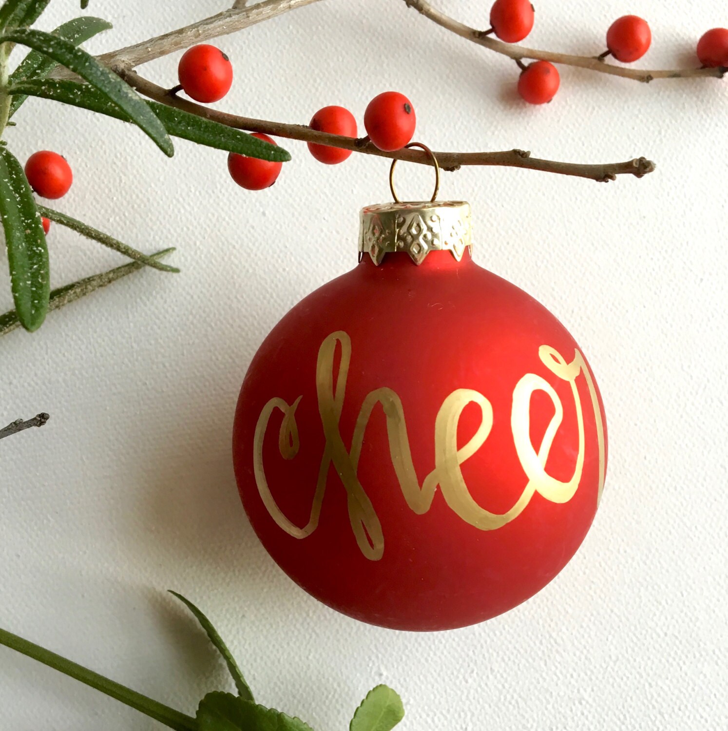 Custom Hand Lettered Ornament, Calligraphy Christmas Ornament, Ornament ...