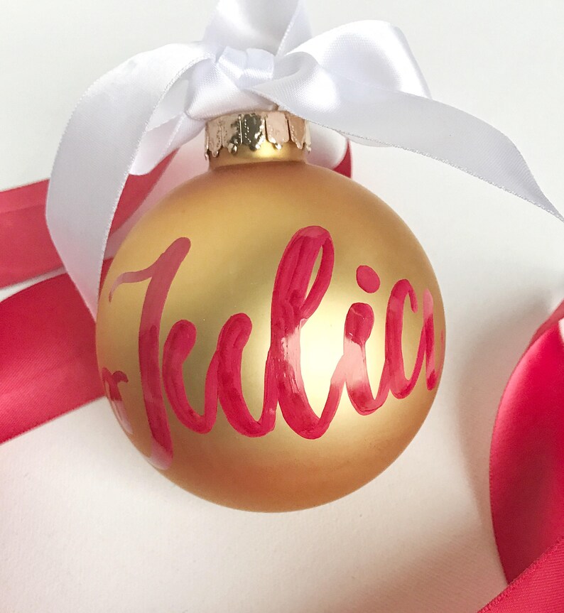 Custom Hand Lettered Ornament, Calligraphy Christmas Ornament, Ornament ...