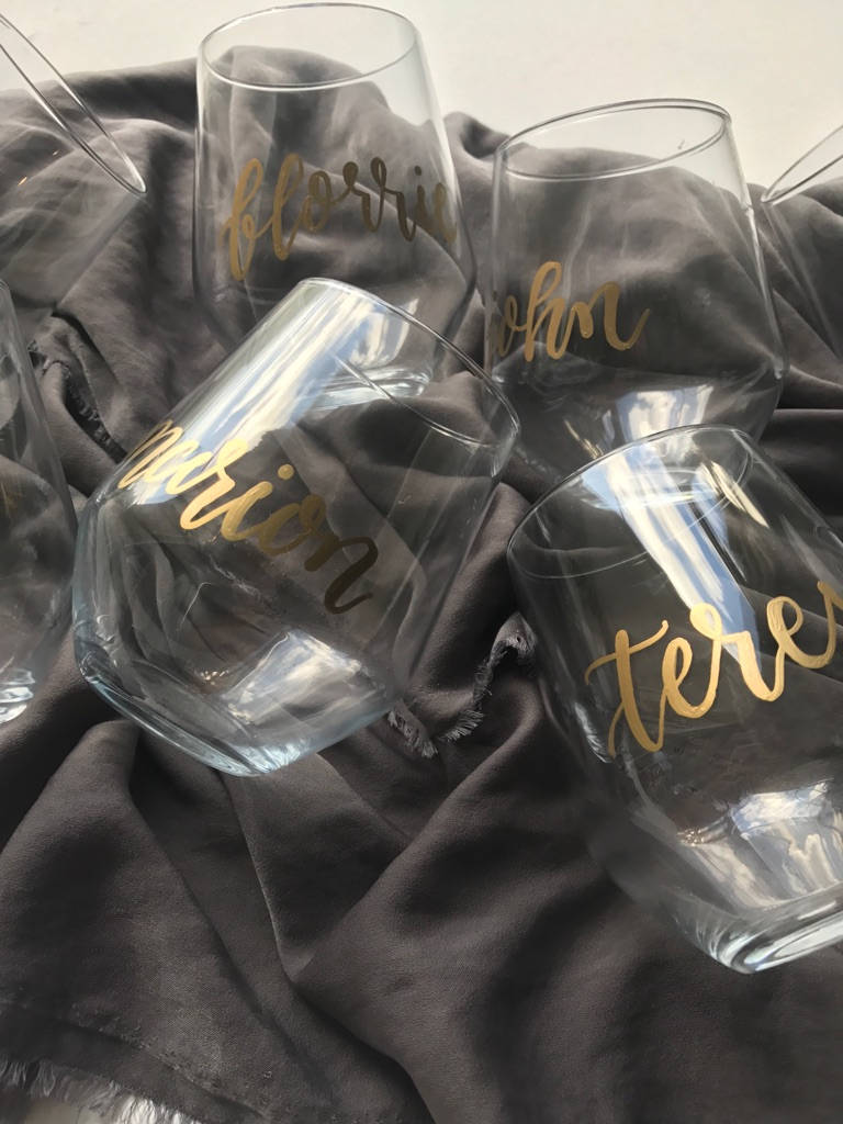 Custom Calligraphy Wine Glasses, Personalized Wine Glass, Bridesmaid ...
