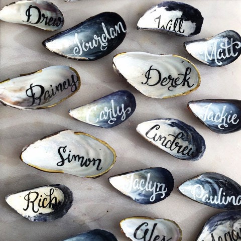 Mussel Shell Escort Cards Mussel Place Cards Mussel Wedding | Etsy