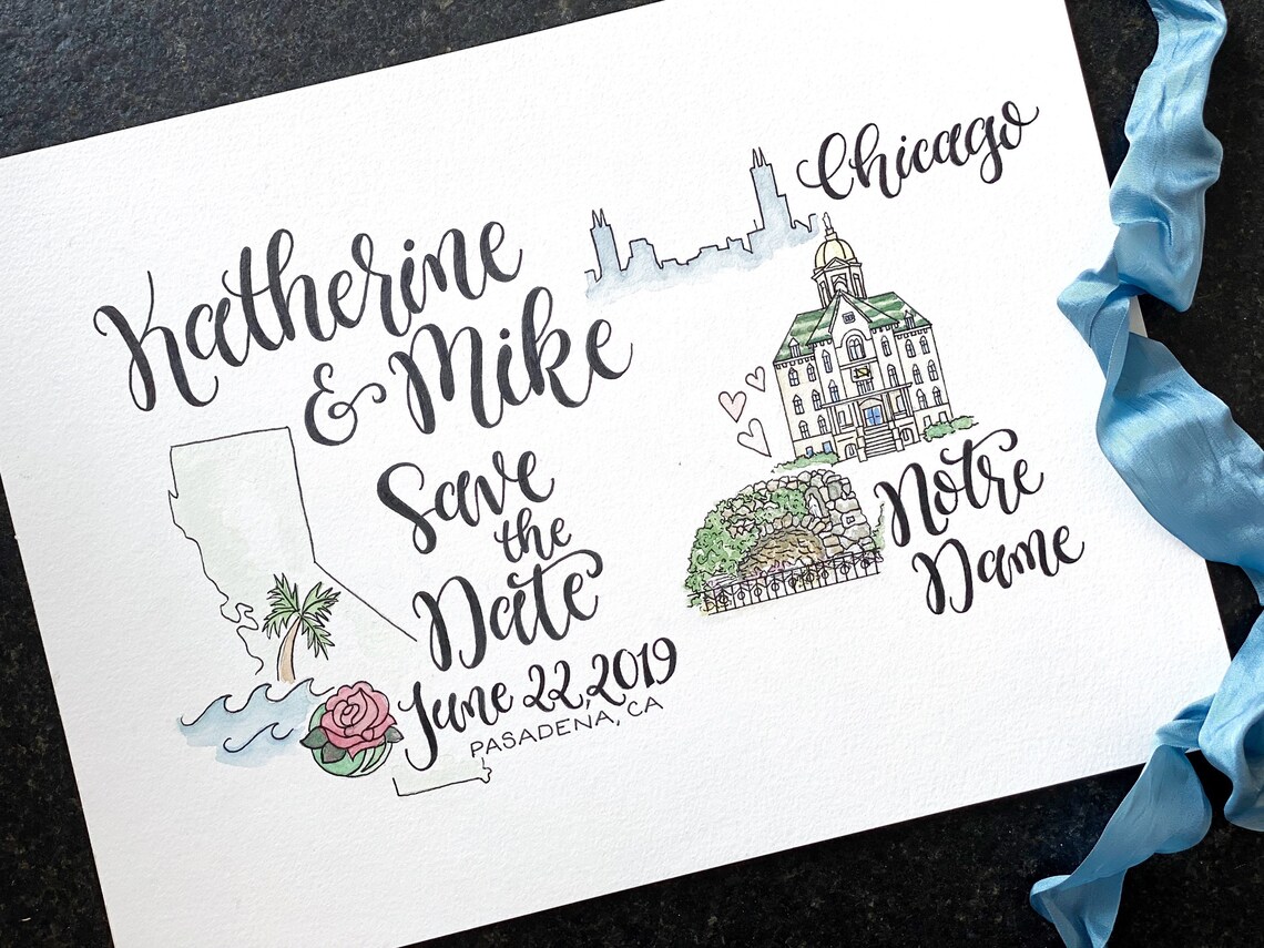 Save the Date Map Hand Drawn Wedding Map - Etsy