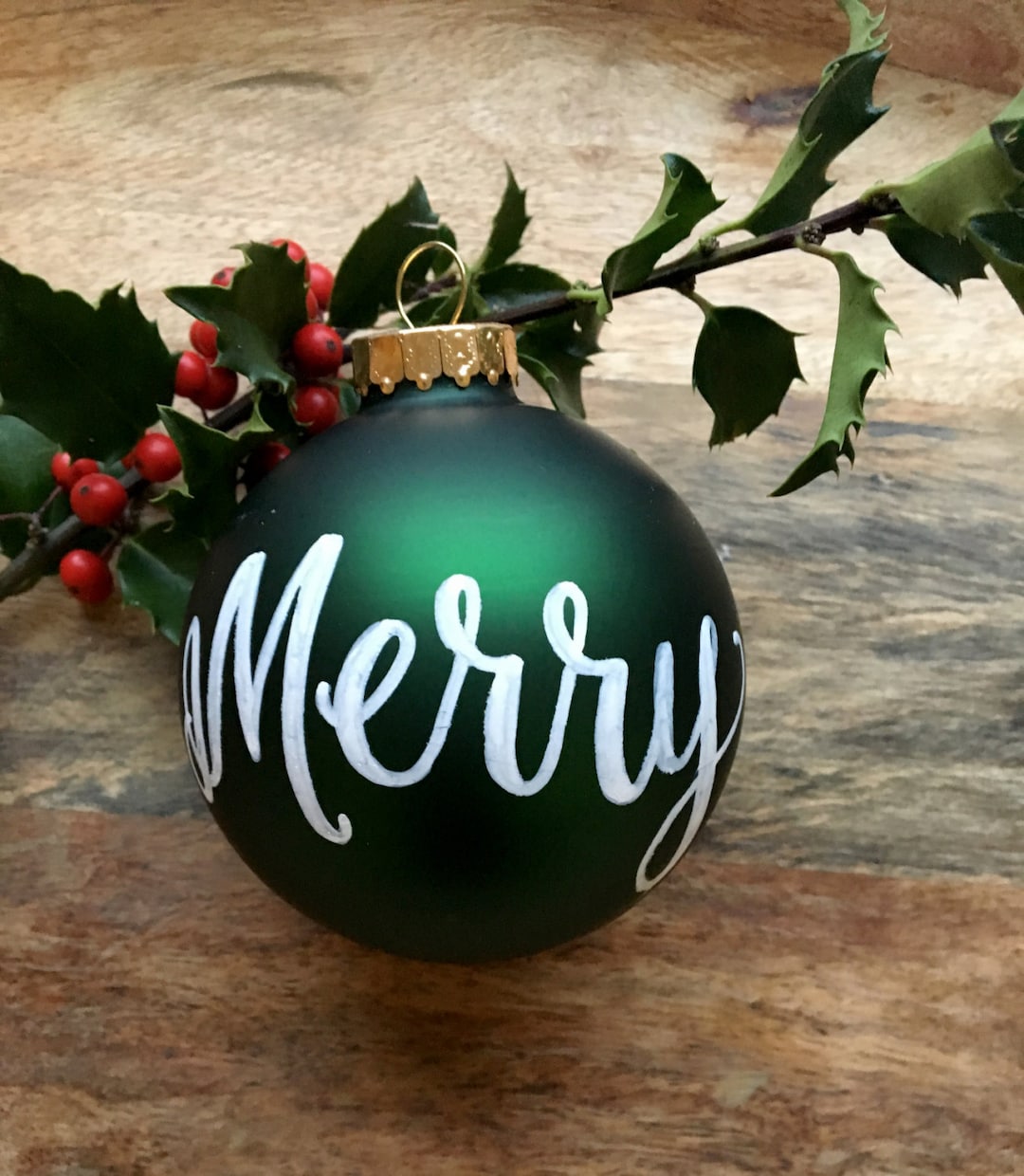 Custom Hand Lettered Ornament, Calligraphy Christmas Ornament, Ornament ...