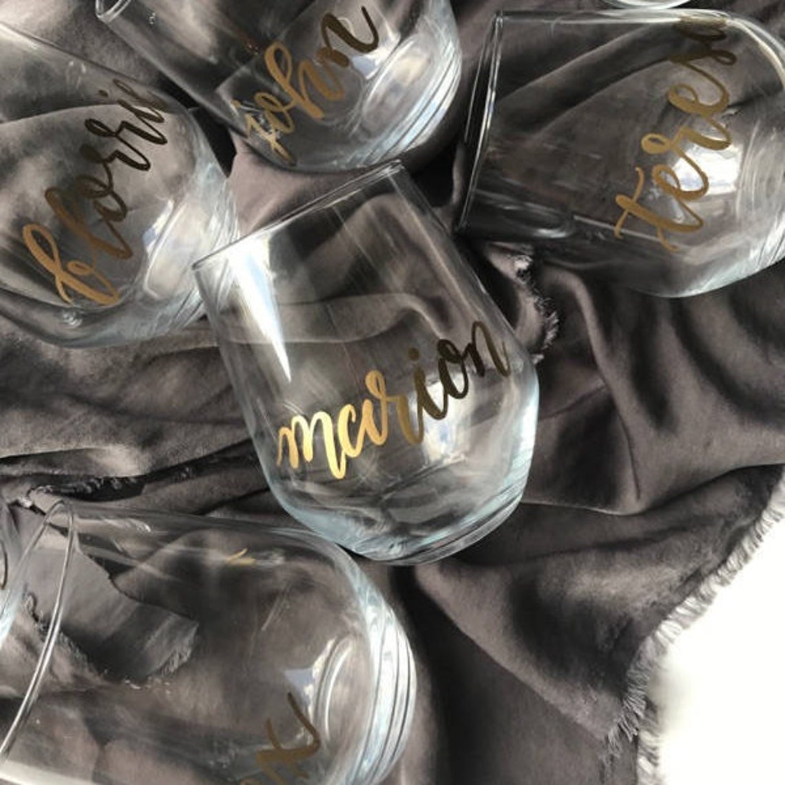 Custom Calligraphy Wine Glasses, Personalized Wine Glass, Bridesmaid ...