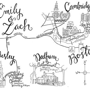 Custom Wedding Map, Hand Drawn Wedding Map - Etsy