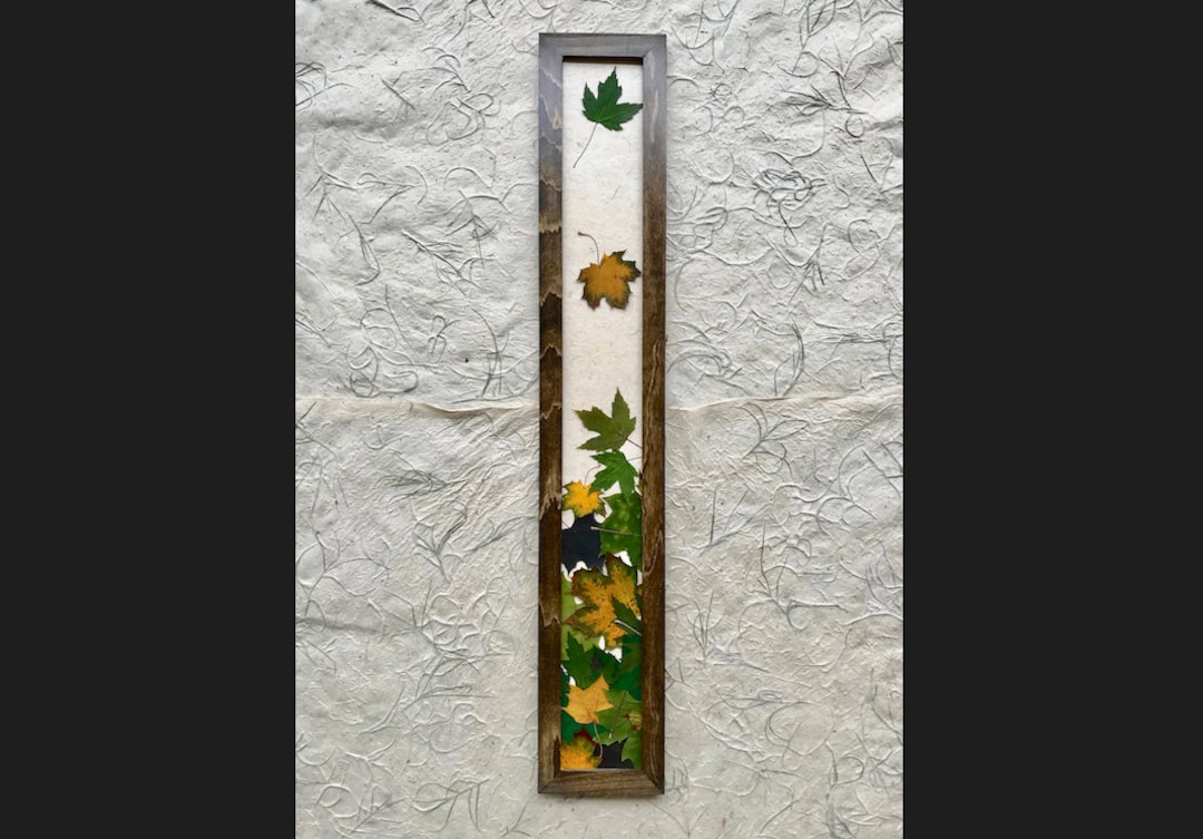 THE SKINNY Green Maple Leaf Framed Artwork; Signed ORIGINAL Pressed ...