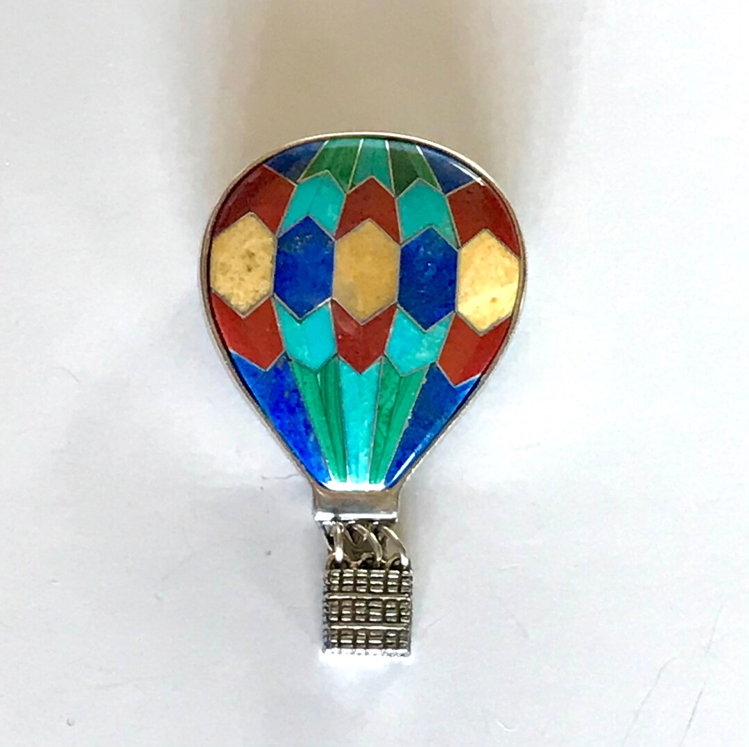 Vintage Hot Air Balloon Brooch Semi Precious Stones Sterling Silver - Etsy