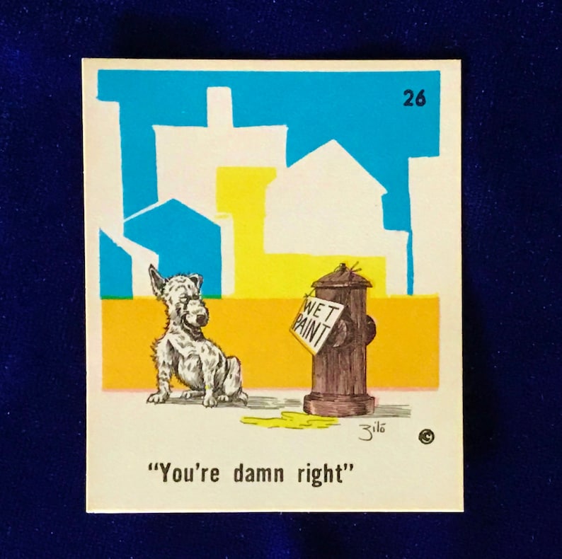 1930's Funny Vintage Dog Cartoon by Zito Artist Signed Tiny Card ...