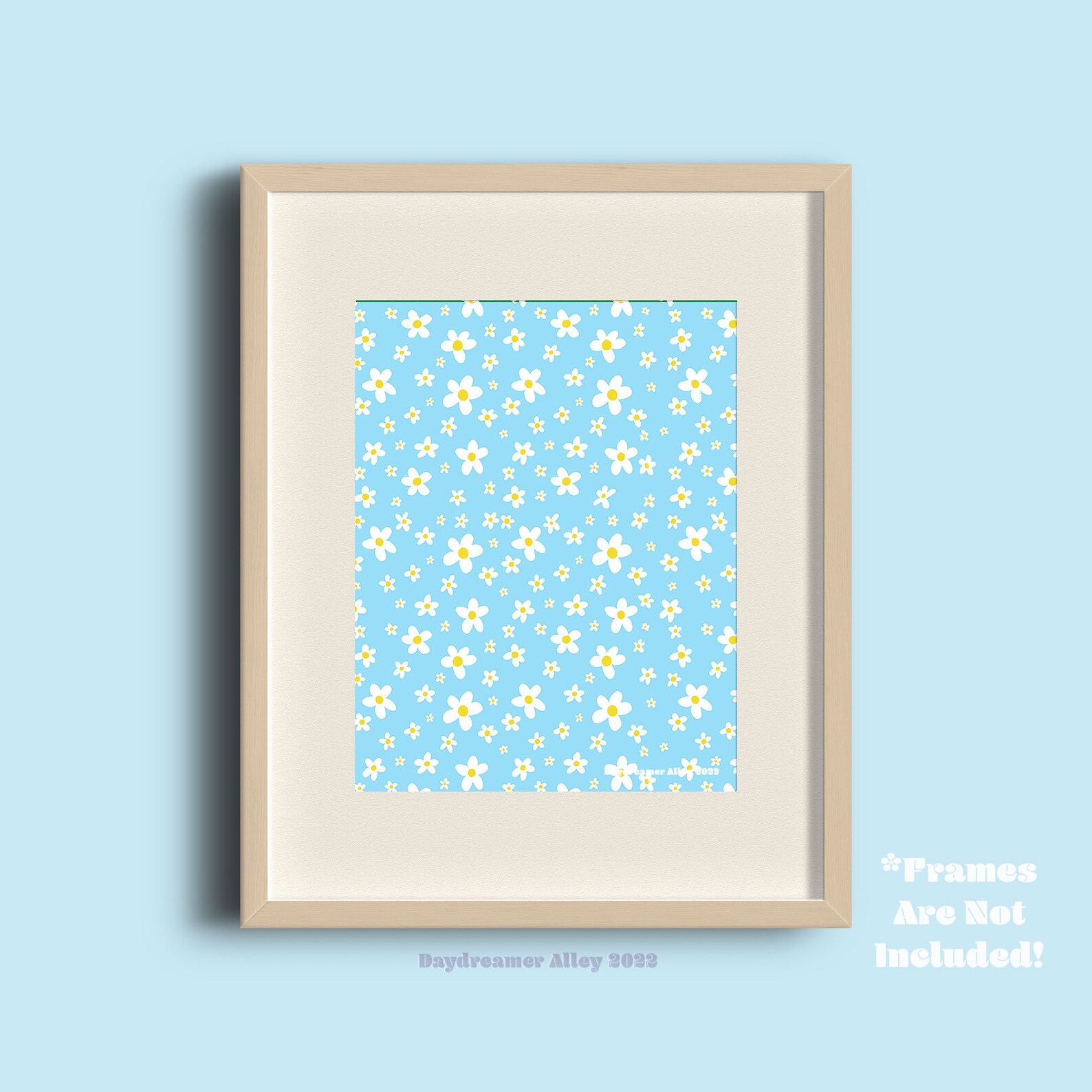 Blue Daisy Art Print, Floral Decor for Indie & Preppy Rooms, Teen Girls ...