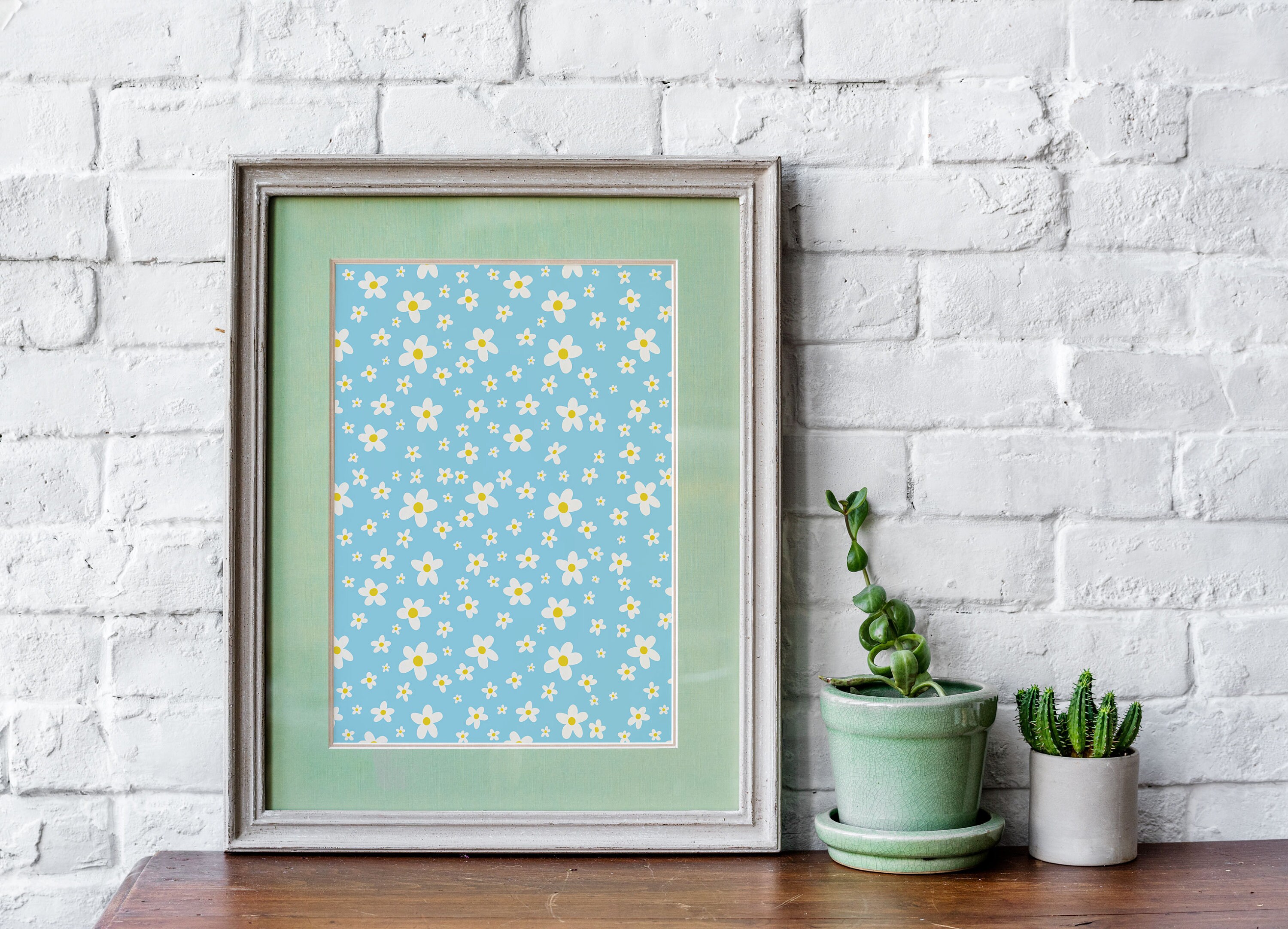 Blue Daisy Art Print, Floral Decor for Indie & Preppy Rooms, Teen Girls ...