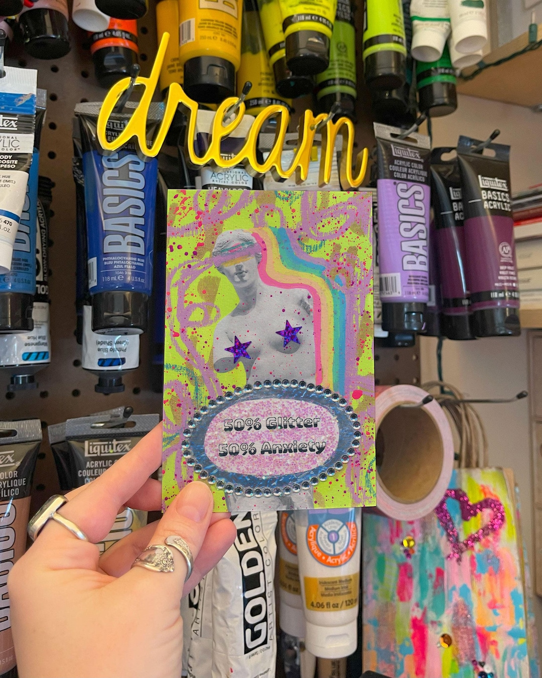 50% Glitter and Anxiety Art Print With Colorful and Fun Collage ...