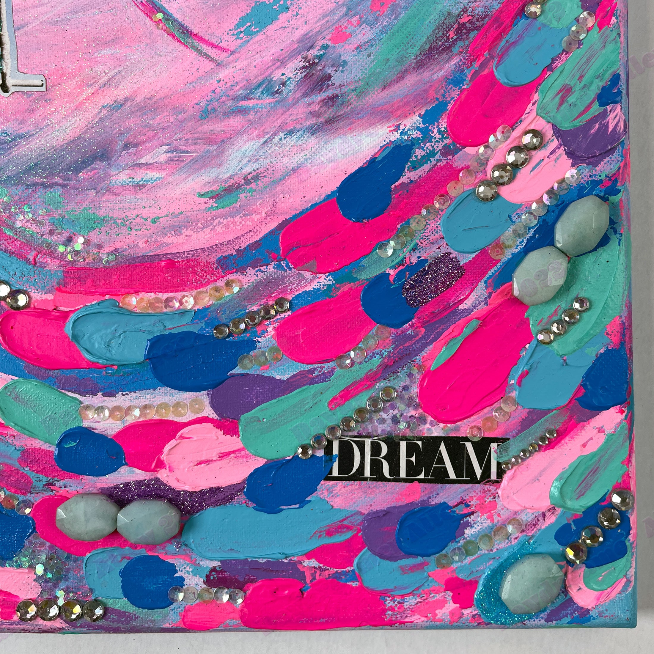 Dream Painting Collage Art Original 16"x20", Glam Wall Art for Fairy ...