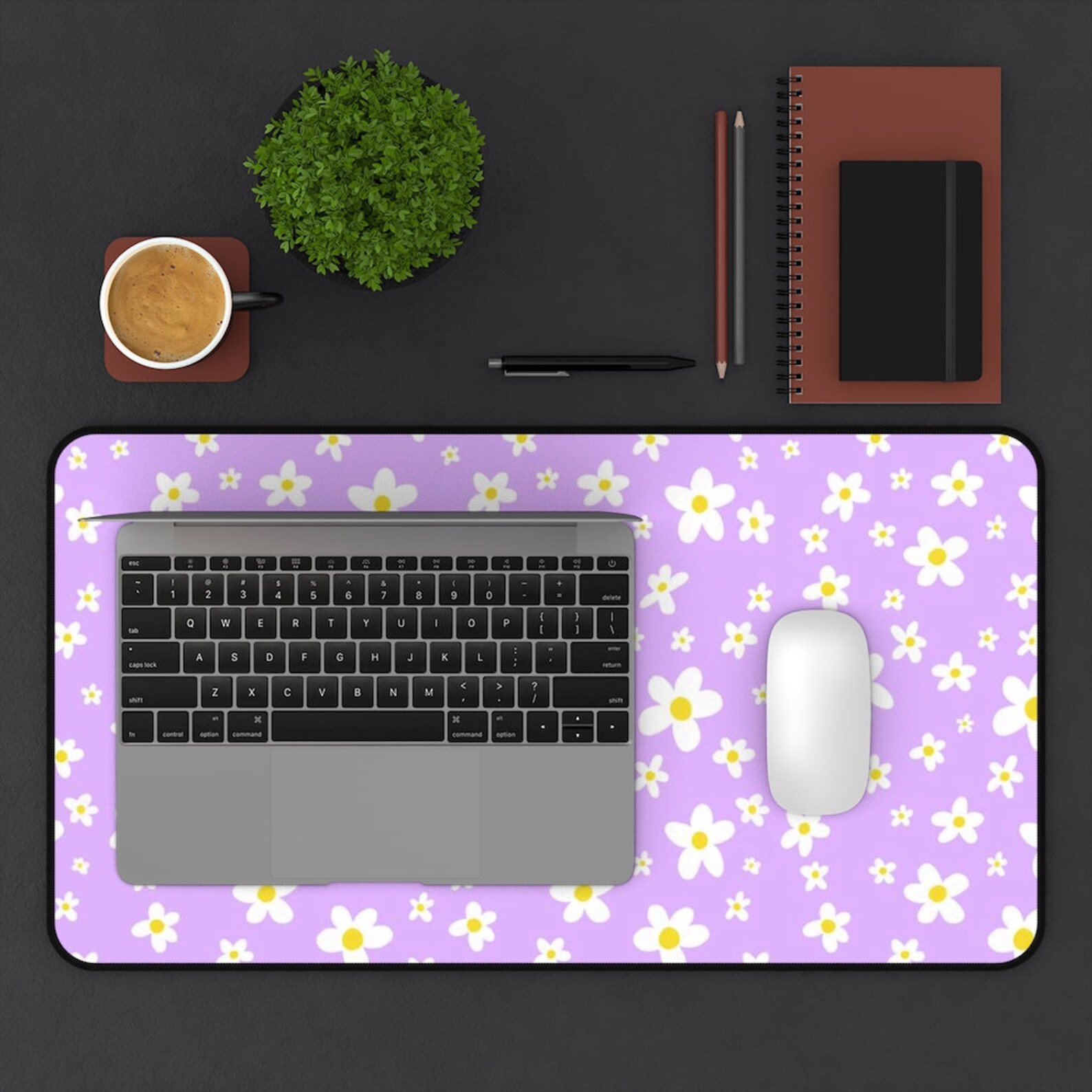 Purple Desk Mat With Daisies for Fun Office Desk Decor - Etsy