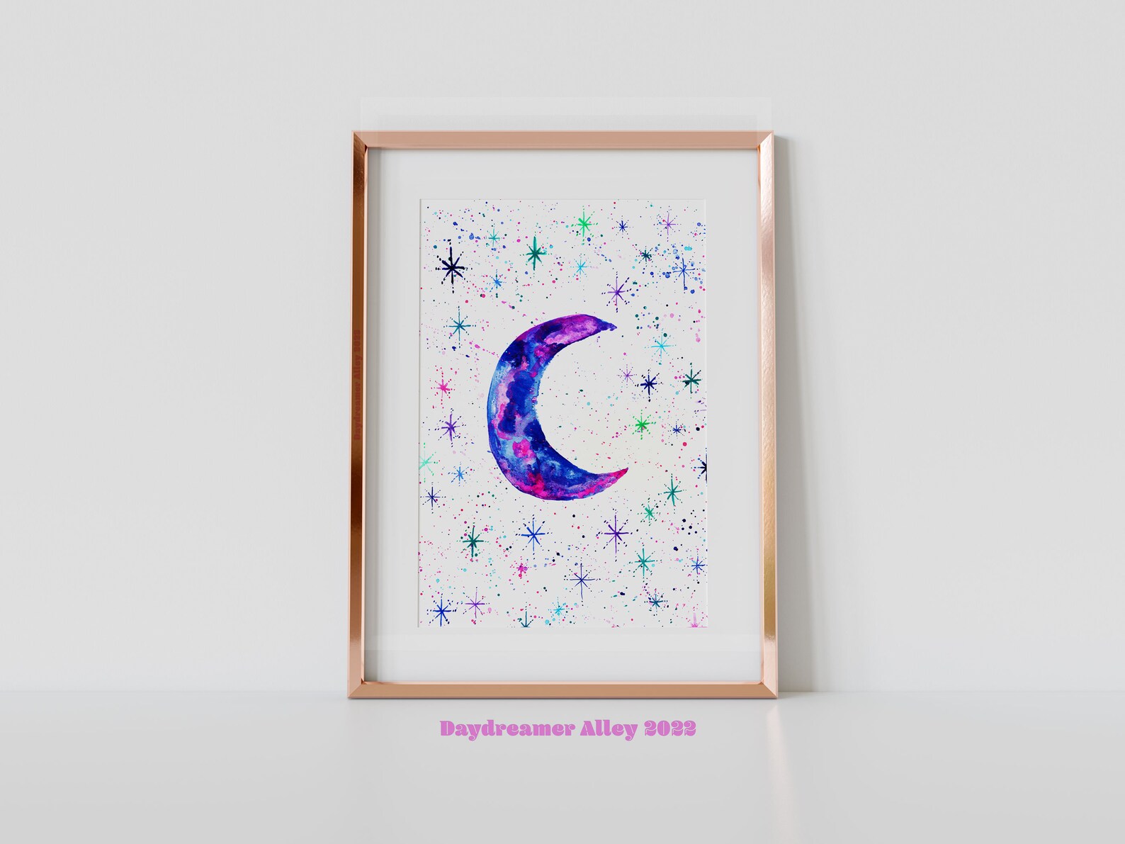 Crescent Moon Watercolor Art Print for Whimsical and Celestial Decor - Etsy