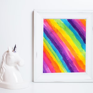Rainbow Watercolor Downloadable Prints, Print on Demand Rainbow Stripes ...