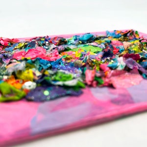 Colorful Abstract Mixed Media Art, Rainbow Glitter Collage, 5"x7", Eco ...