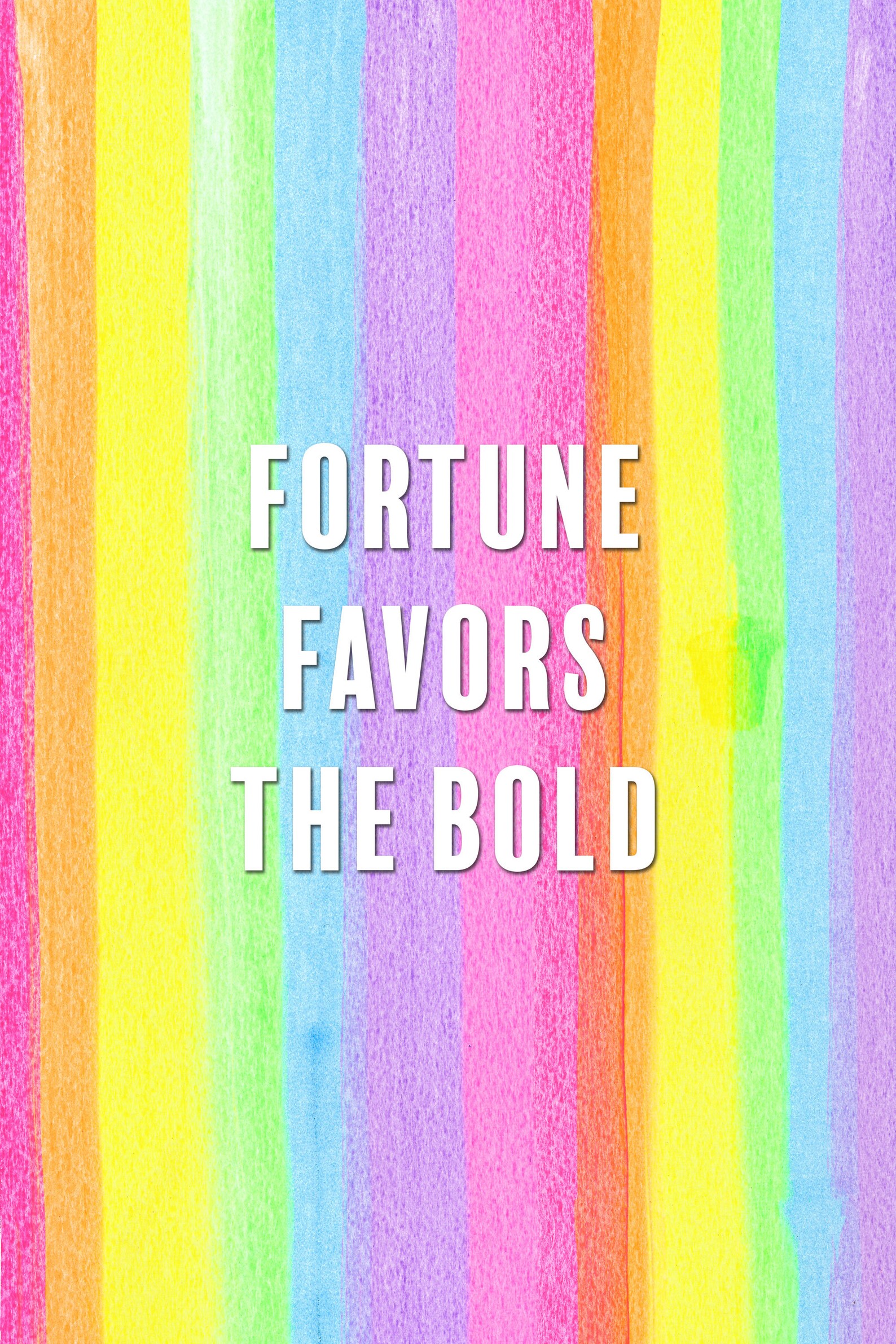 Fortune Favors the Bold Art Print with Rainbow Background | Etsy