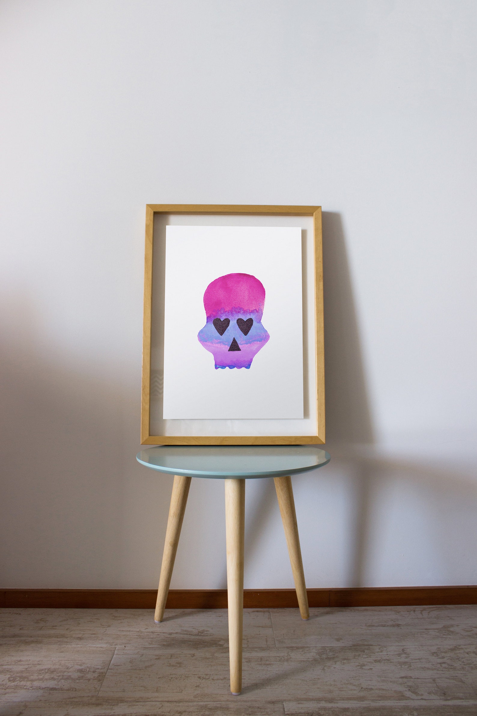 Printable Pink Skull Painting, Instant Download Halloween Decoration ...