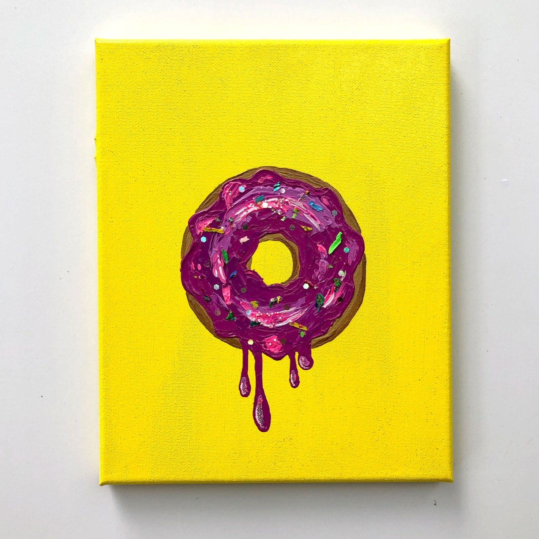 Original Donut Painting, Textured Pop Art Canvas, Bakery Decor - Etsy