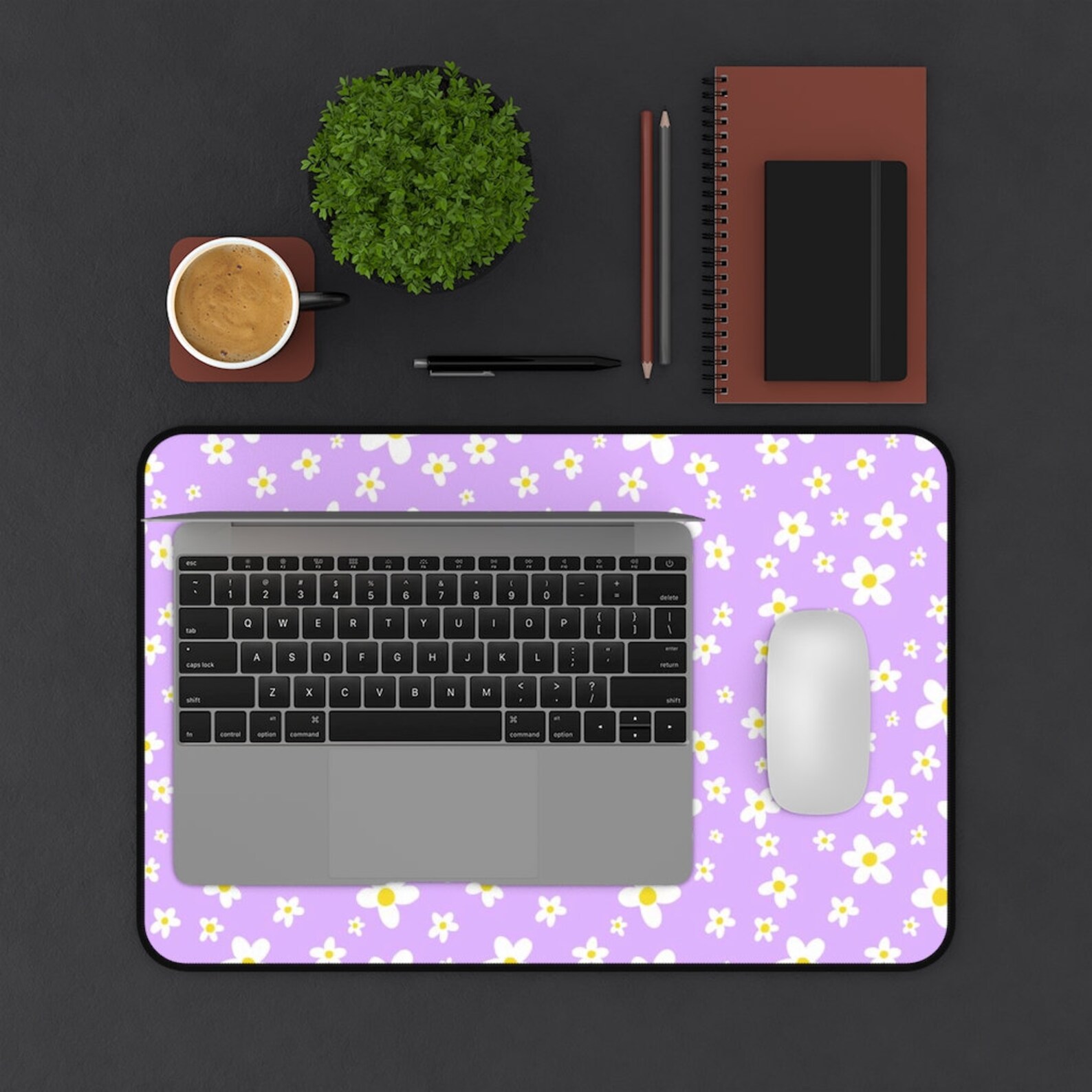 Purple Desk Mat With Daisies for Fun Office Desk Decor - Etsy