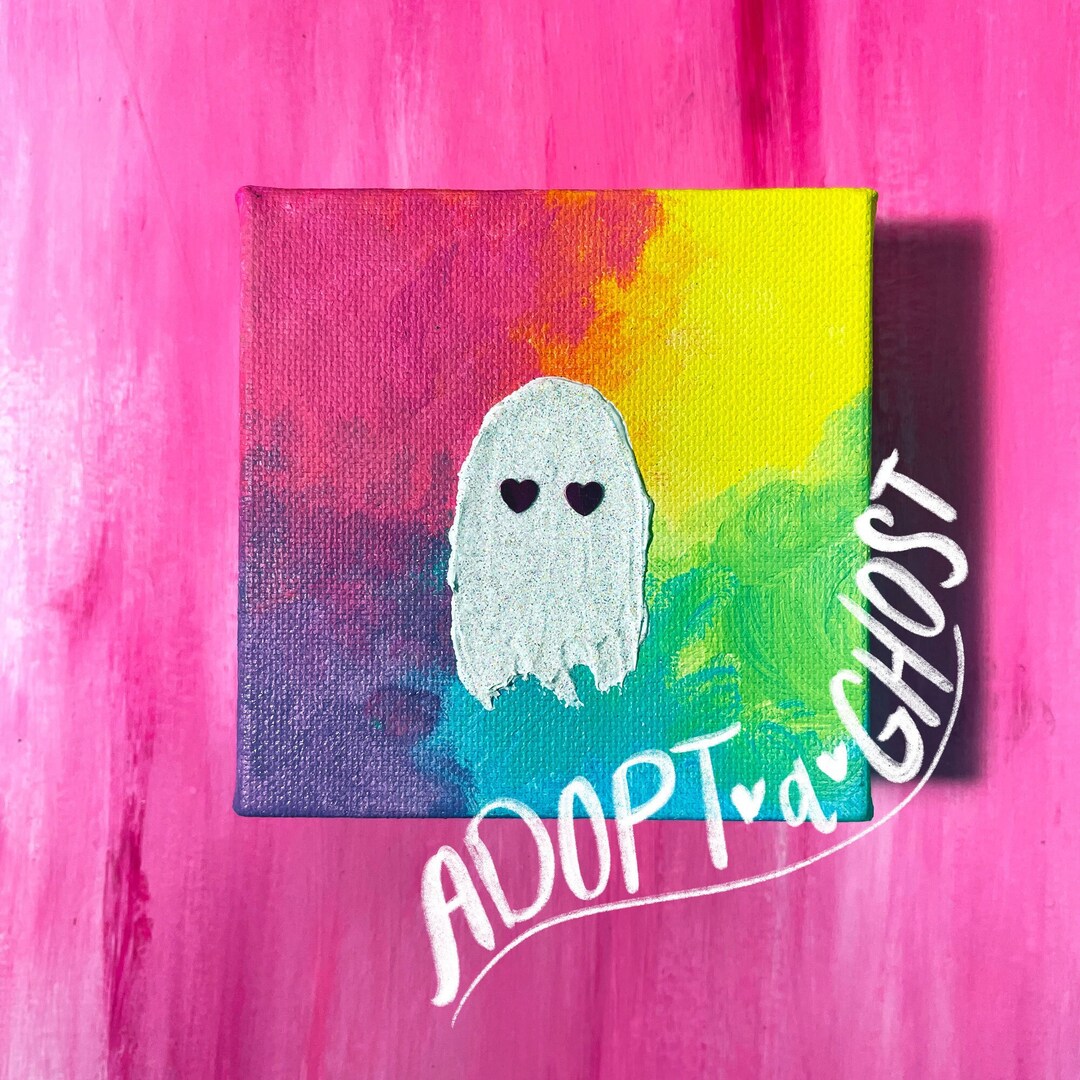 Cute Ghost Painting 4"x4" for Pastel Goth and Whimsigoth Decor ...